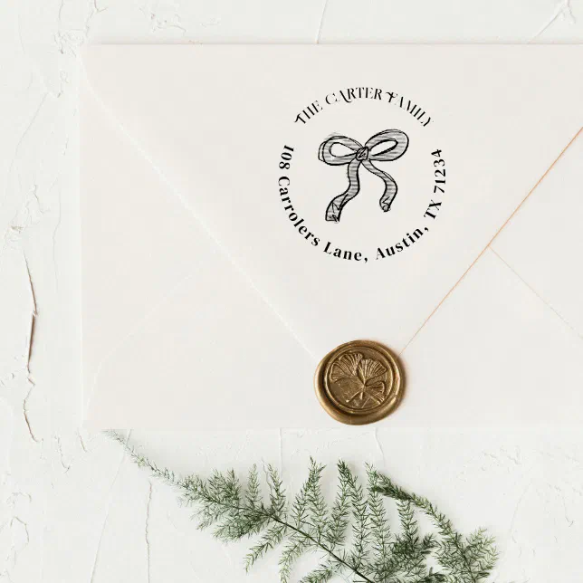 Bow Illustration Return Address Self-inking Stamp | Zazzle