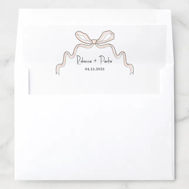 Bow personalized wedding envelope liner | Zazzle