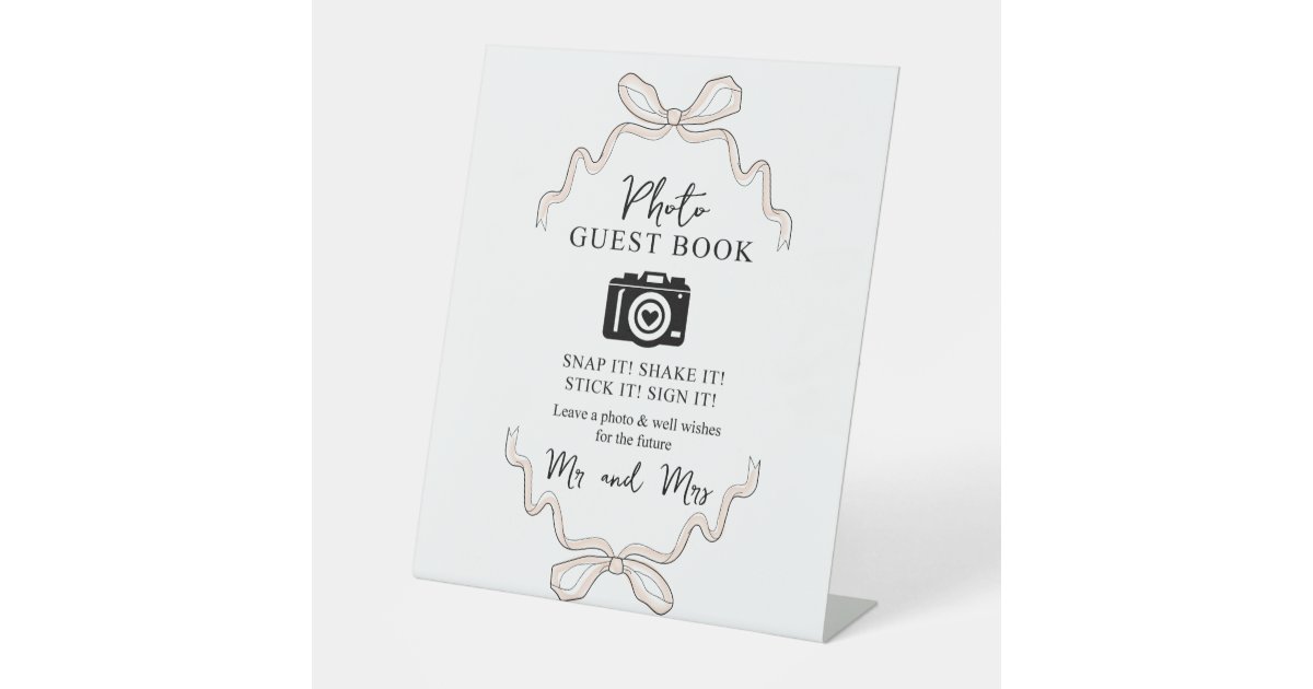 Bow pink Photo Guest Book Camera Sign | Zazzle