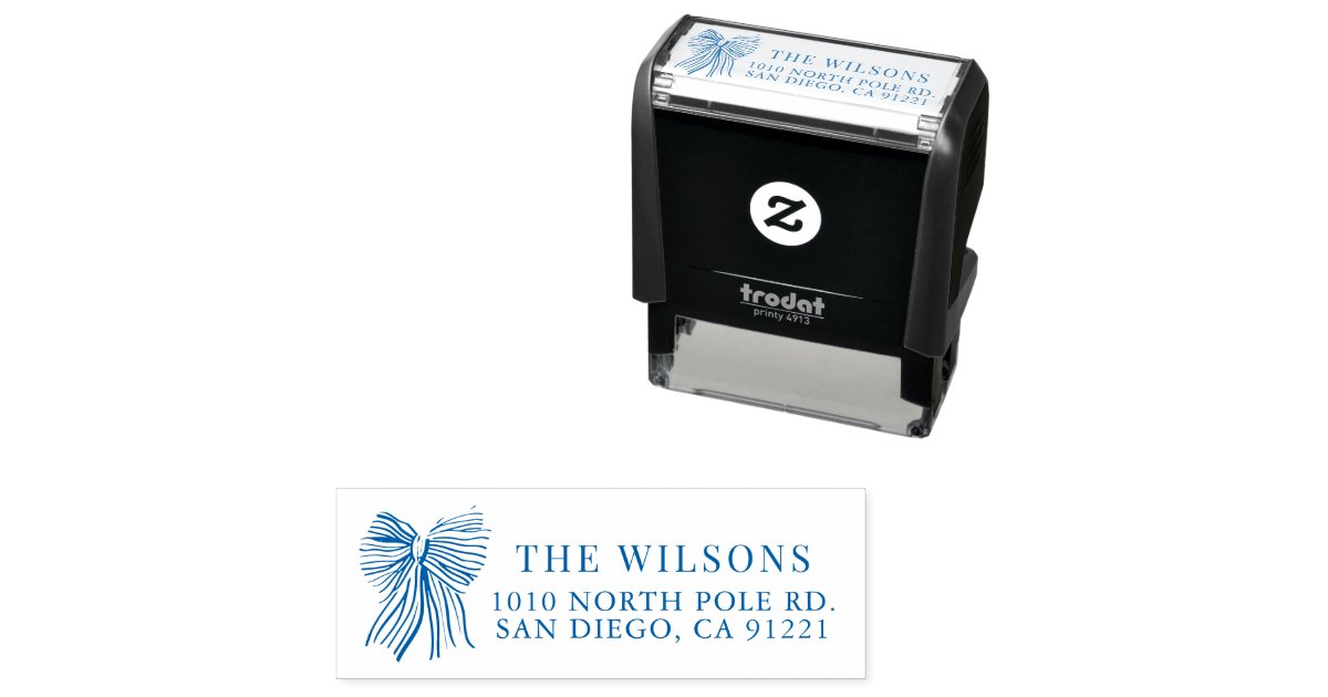 Bow Ribbon Return Address Self-inking Stamp | Zazzle