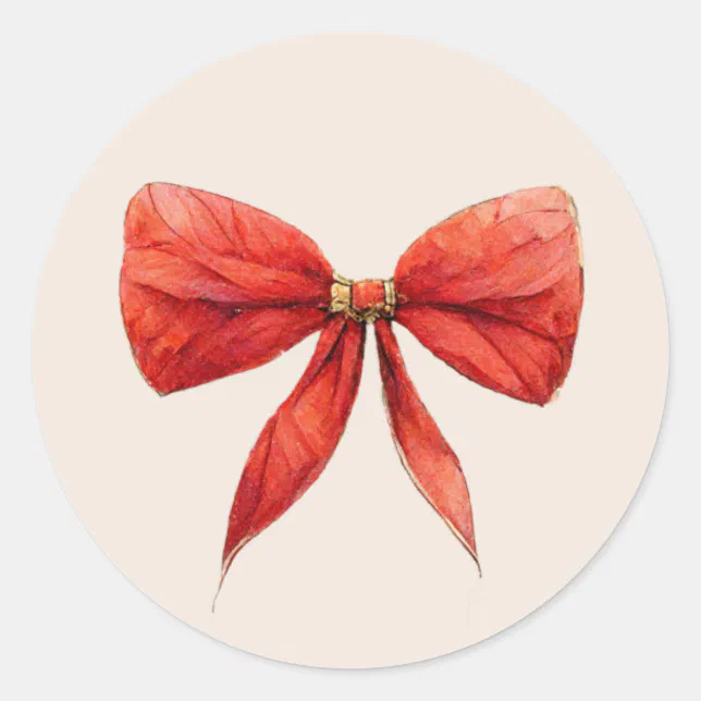 Bow Stickers, Holiday, Red Classic Round Sticker | Zazzle