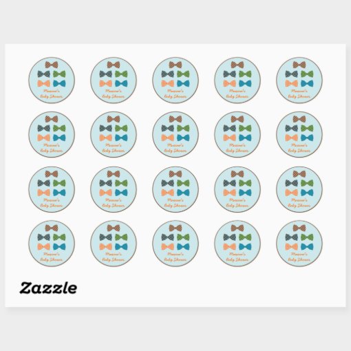Bow Tie Baby Shower Favor Sticker | Zazzle