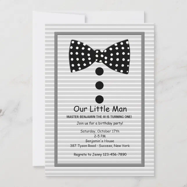 Bow Tie Identity Gray Invitation | Zazzle