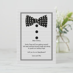 Bow Tie Identity Gray Ring Bearer Request Card | Zazzle