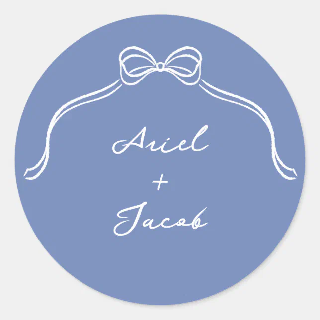 Bow Wedding Classic Round Sticker | Zazzle