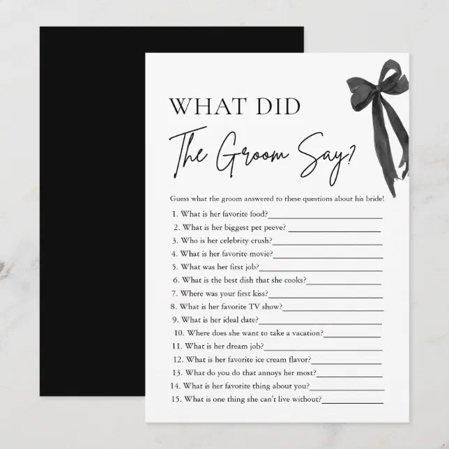 What Did The Groom Say Bridal Shower Game