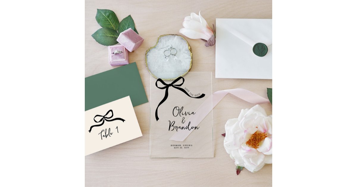 Bow whimsical hand drawn personalized acrylic invitations | Zazzle