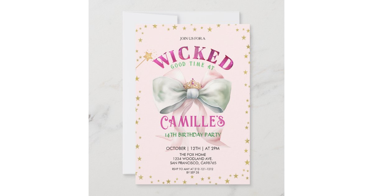 Bow Witches magical Birthday Party Invitation | Zazzle