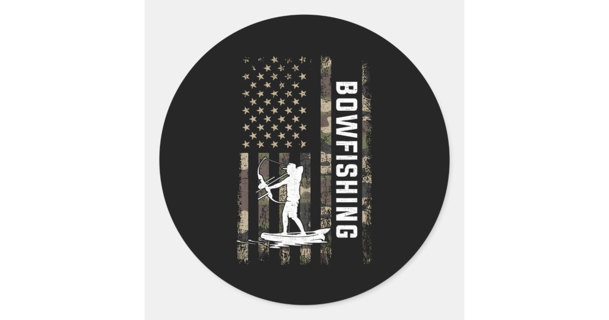 Bowfishing American Flag Bowfishing Classic Round Sticker | Zazzle