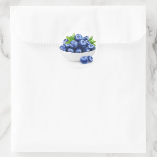 Bowl of blueberries classic round sticker | Zazzle