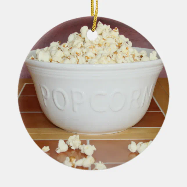 Bowl of Popcorn Ceramic Ornament | Zazzle
