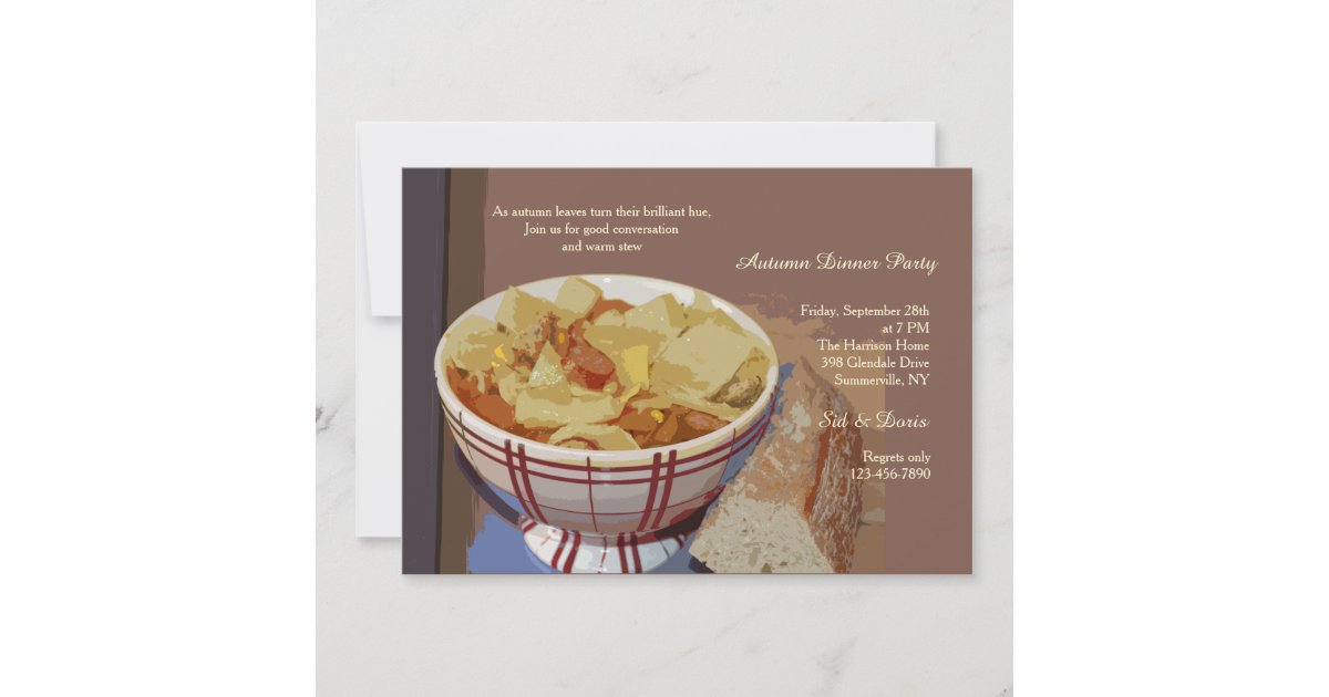Bowl of Stew Dinner Party Invitation | Zazzle