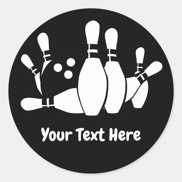 Bowler Bowling Ball Pins Custom Classic Round Sticker | Zazzle