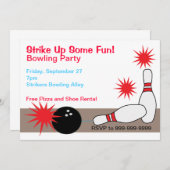 Bowling Alley Party Customizable Invitation | Zazzle