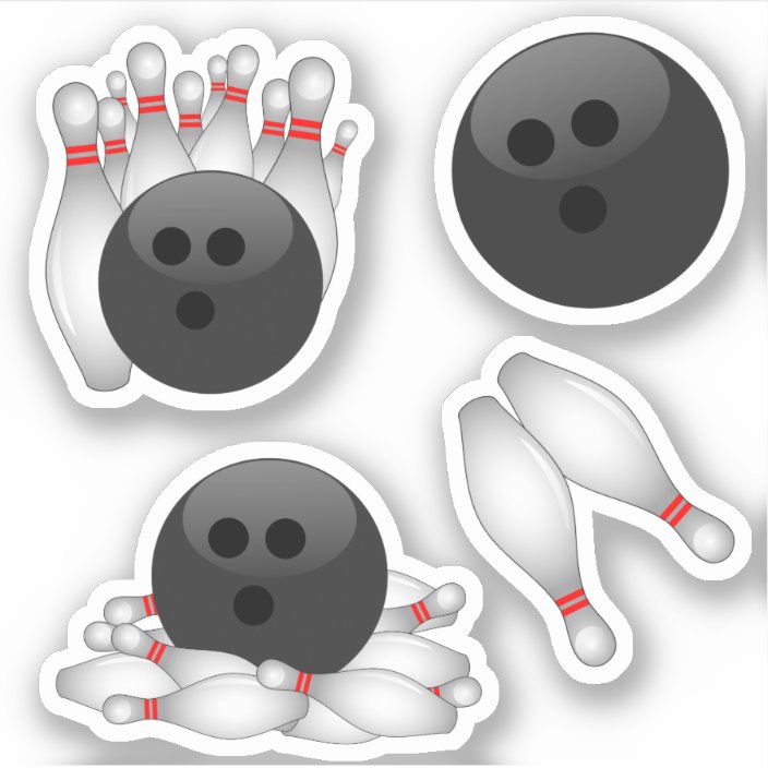 Bowling Ball and Bowling Pins Sticker | Zazzle.com