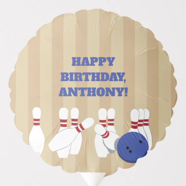 Bowling Ball and Pins Bowling Birthday Party Balloon | Zazzle