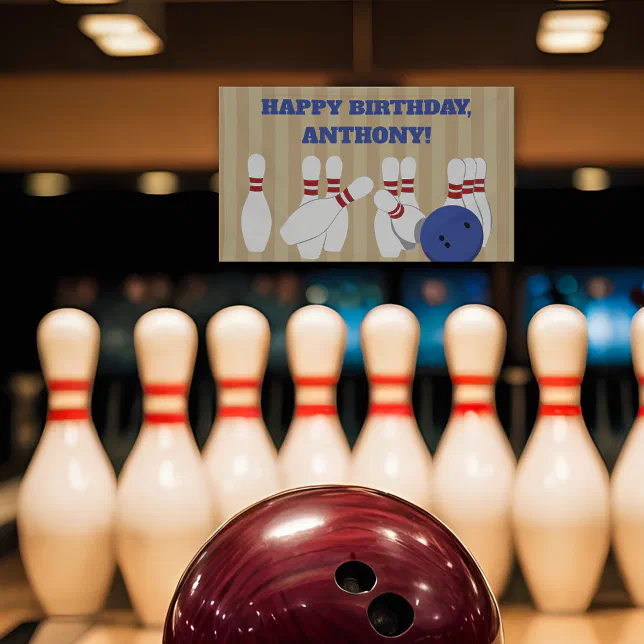 Bowling Ball and Pins Bowling Birthday Party Banner | Zazzle