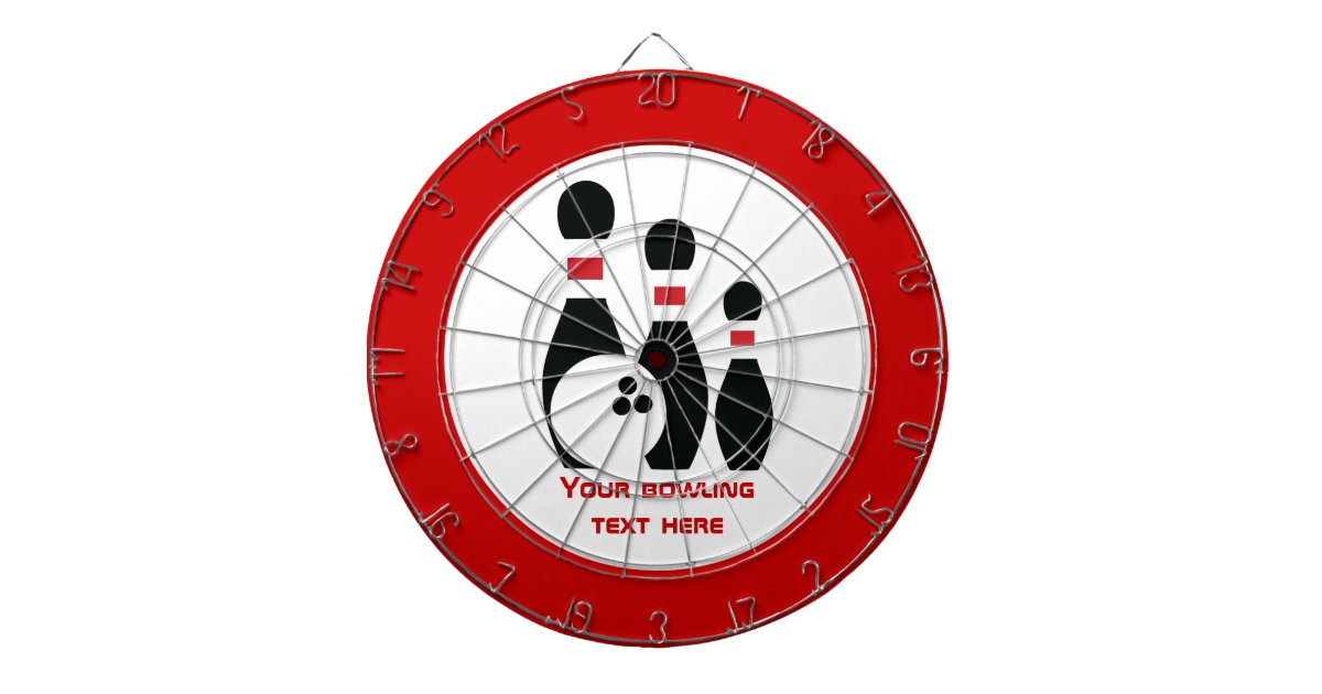 Bowling ball and pins custom dartboard with darts | Zazzle