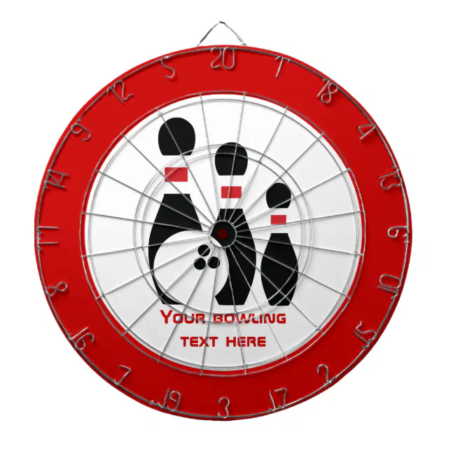 Bowling ball and pins custom dartboard with darts | Zazzle