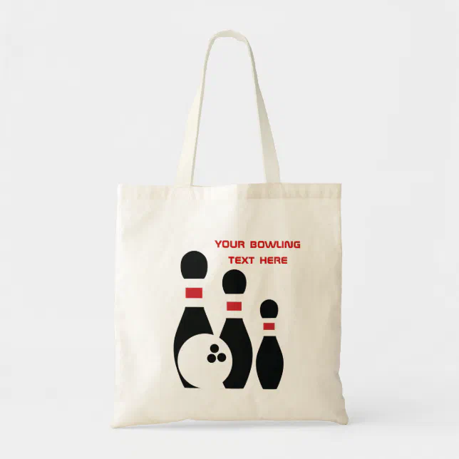 Bowling ball and pins custom tote bag | Zazzle