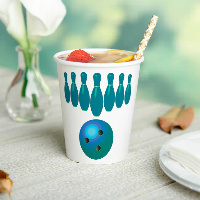 Bowling Ball and Pins Fun Sports Paper Cups | Zazzle
