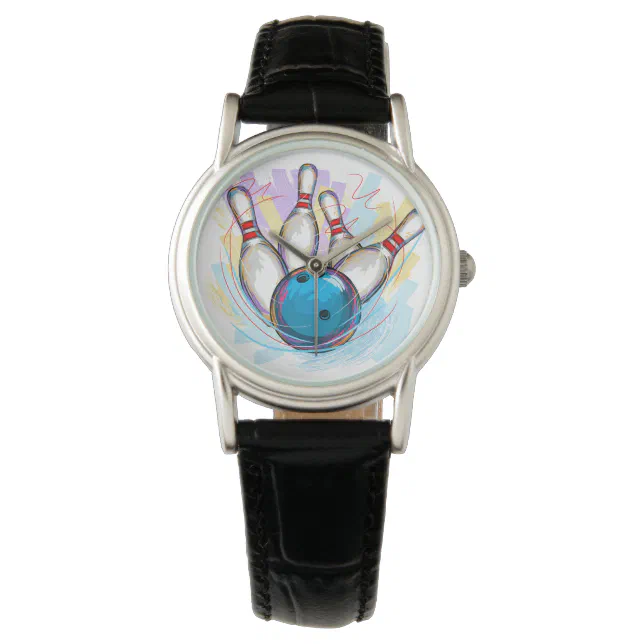 Bowling Ball and Pins Watch | Zazzle