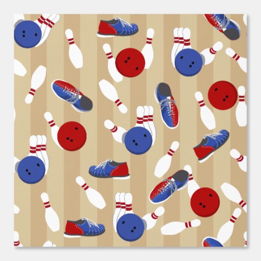 Bowling Ball, Pins and Shoes Patterned Wallpaper | Zazzle