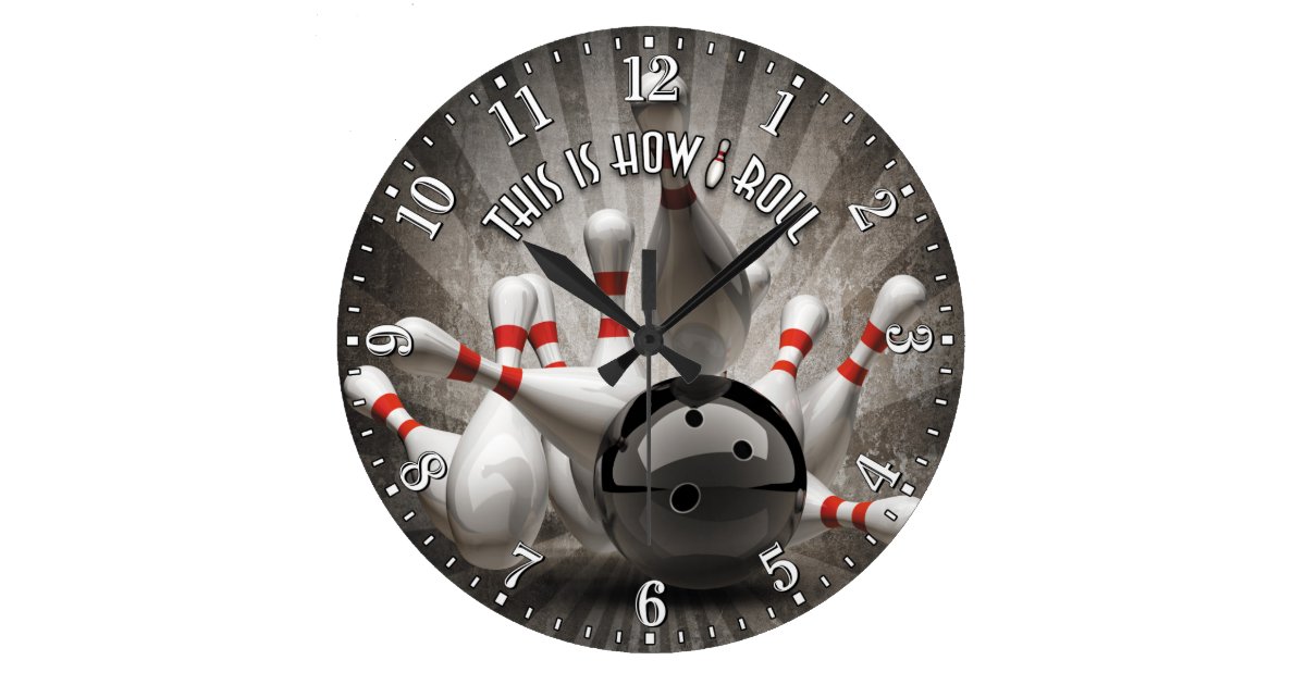 Bowling Ball Pins Man Cave Wall Clock | Zazzle.com