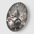 Bowling Ball Pins Man Cave Wall Clock | Zazzle