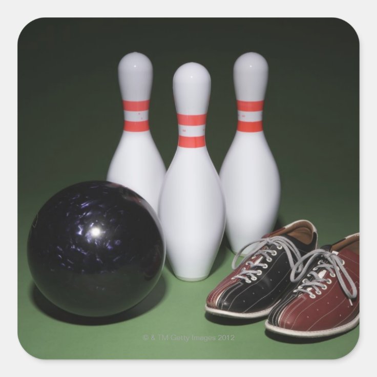 Bowling Ball Square Sticker | Zazzle