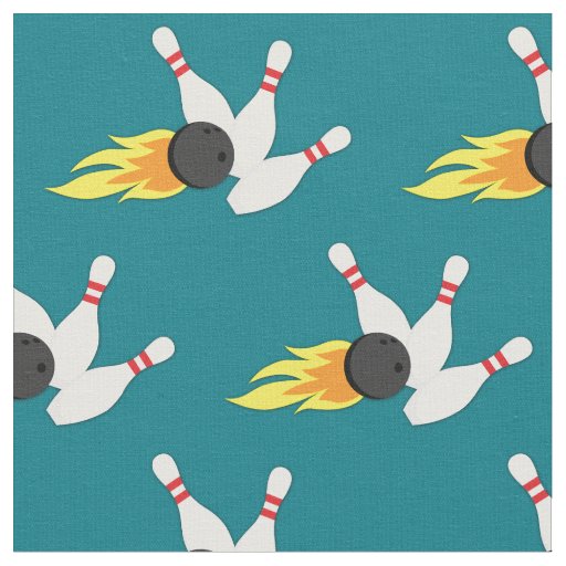 Bowling Balls and Flaming Pins Sports Fabric | Zazzle