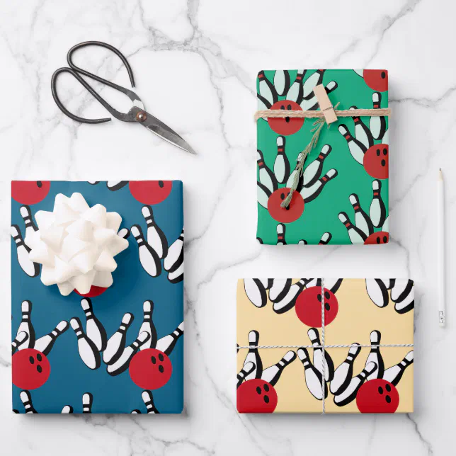 Bowling Balls and Pins Design Wrapping Paper Sheets | Zazzle
