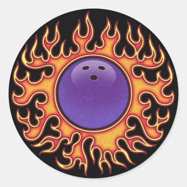 Bowling Balls-o-Fire Classic Round Sticker | Zazzle