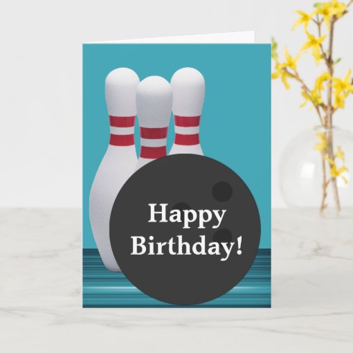 Bowling Birthday Greeting Card | Zazzle