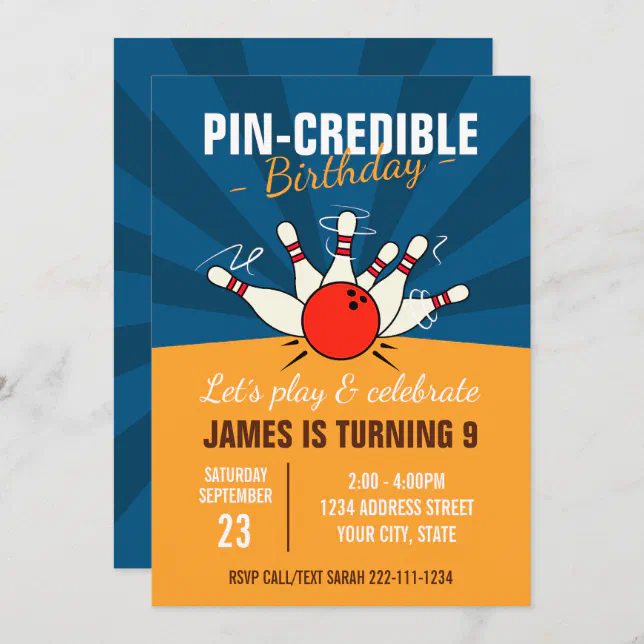 Bowling birthday invitation | Zazzle