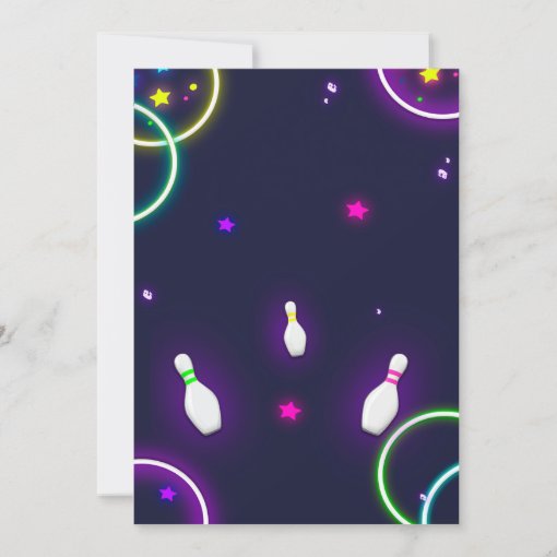 Bowling birthday invitation Neon glow party invite | Zazzle