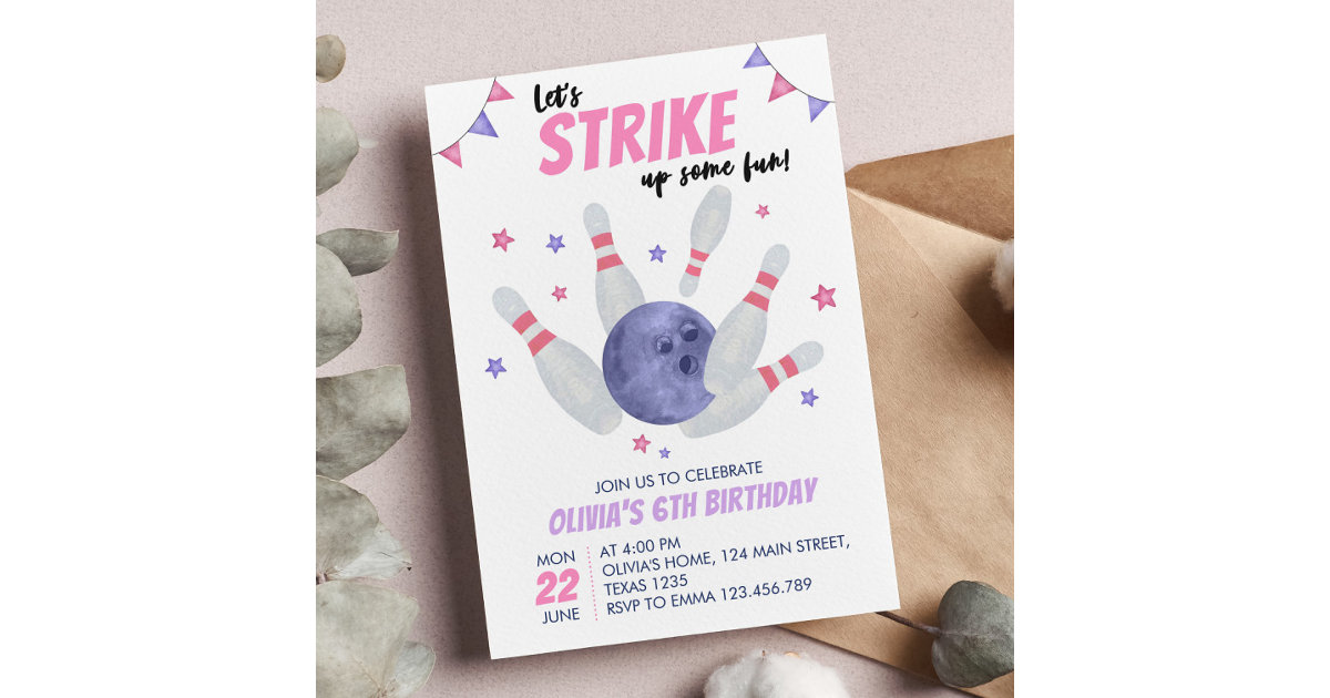 Bowling Birthday Invitation Strike Up Some Fun | Zazzle
