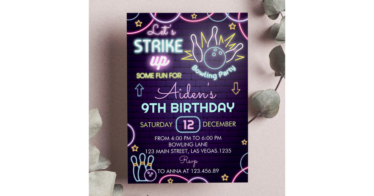 Bowling Birthday Invitation Strike Up Some Fun | Zazzle
