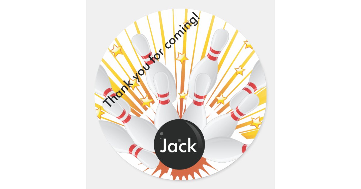 Bowling Birthday party favor stickers | Zazzle