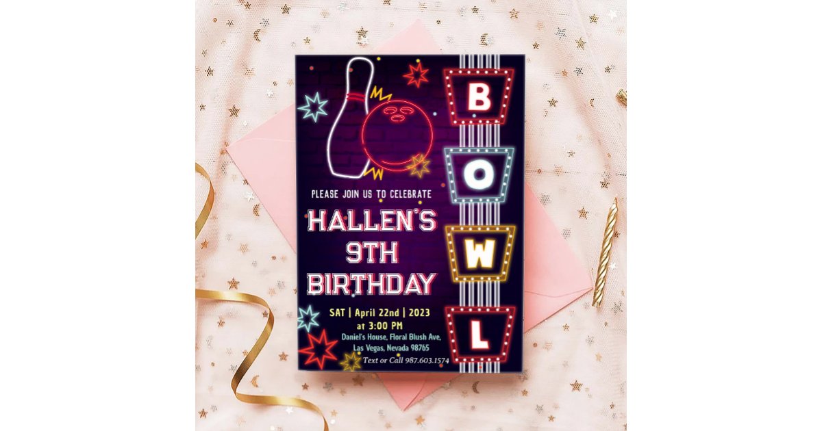 Bowling Birthday Party Invitation | Zazzle