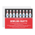 Bowling birthday party invitation with pins | Zazzle