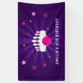 Bowling Birthday Party Purple Pink Stars Banner | Zazzle
