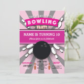 Bowling Birthday Party Tenpin Girls Pink Invite | Zazzle