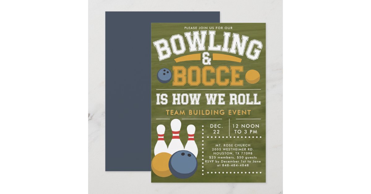 Bowling Bocce Team Community Church Business Invitation | Zazzle