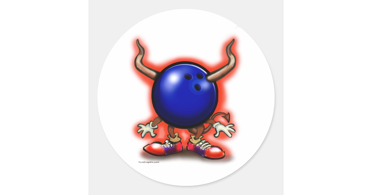 Bowling Demon Classic Round Sticker | Zazzle