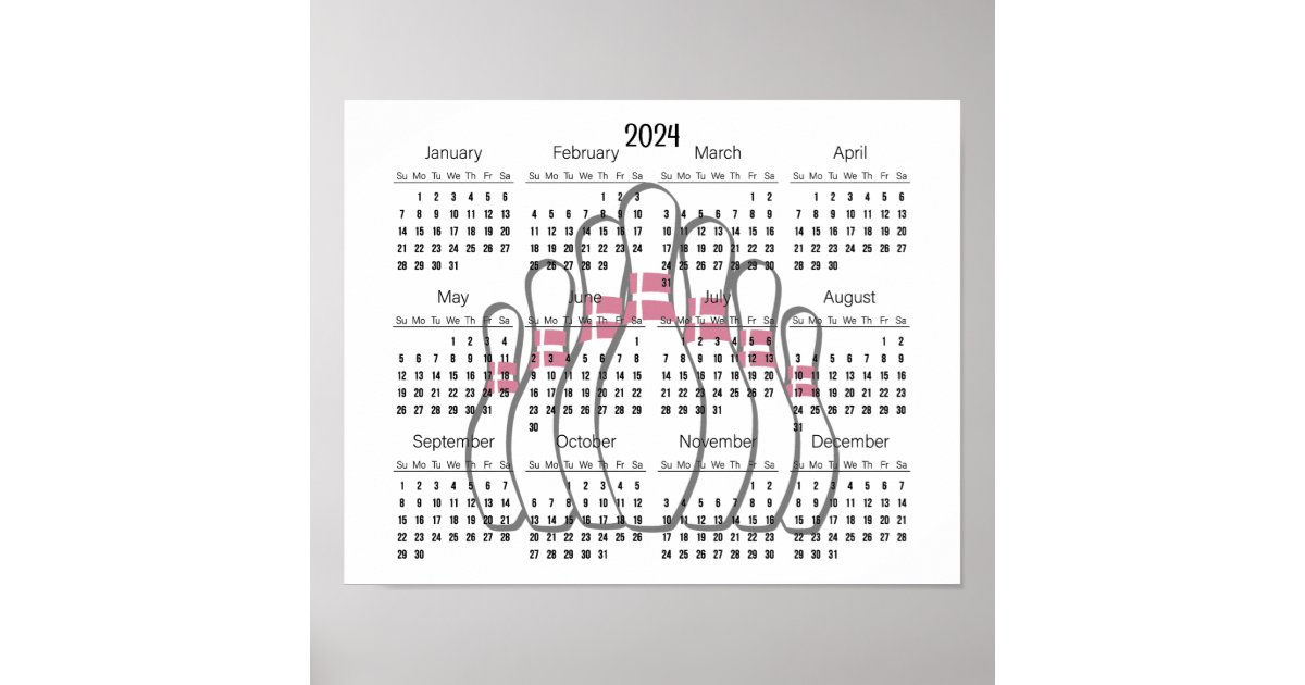 Bowling Design 2024 Calendar Poster | Zazzle