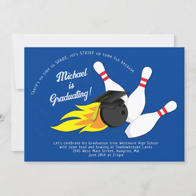 Bowling Graduation Party Invitation | Zazzle
