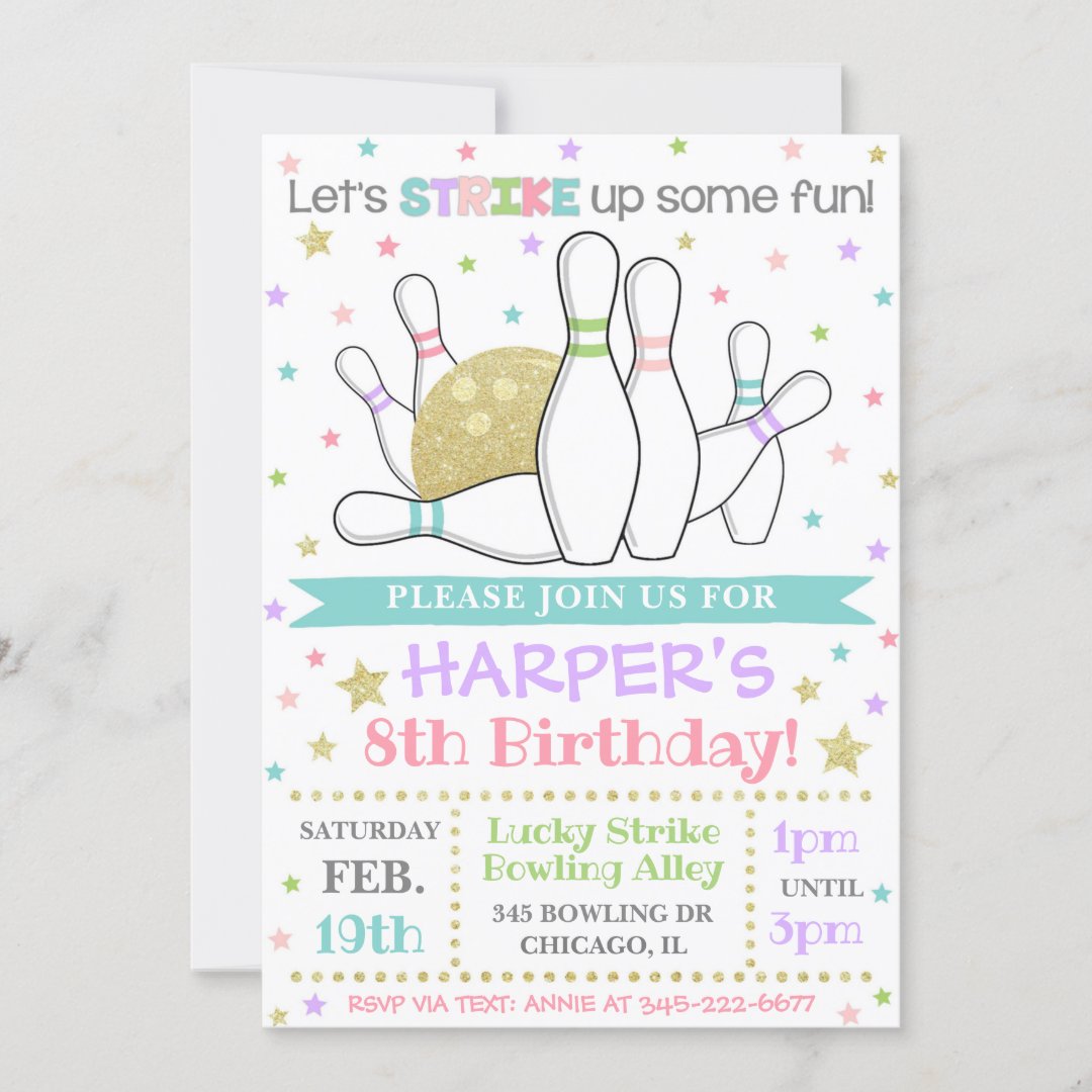 Bowling Invitation Bowling Birthday Invite | Zazzle