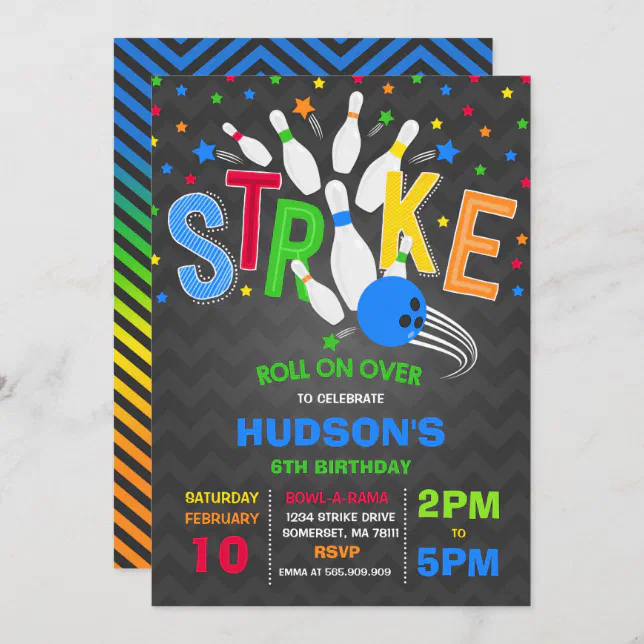 Bowling Invitation Bowling Birthday Party Strike | Zazzle