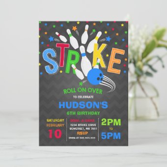 Bowling Invitation Bowling Birthday Party Strike | Zazzle